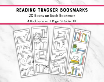 Printable Bookshelf Reading Tracker Bookmarks, Coloring Reading Log for ...