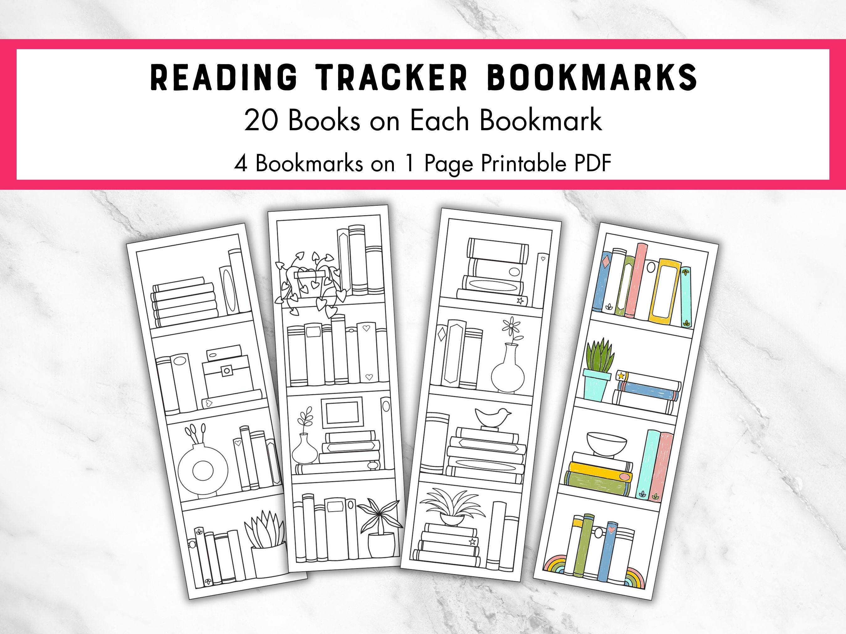 Printable Bookshelf Reading Tracker Bookmarks, Coloring Reading Log for ...
