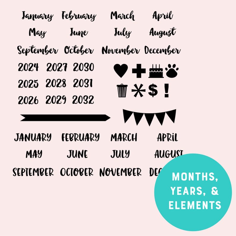 Calendar SVG Set for Home Offices, Perfect for DIY Whiteboards or ...