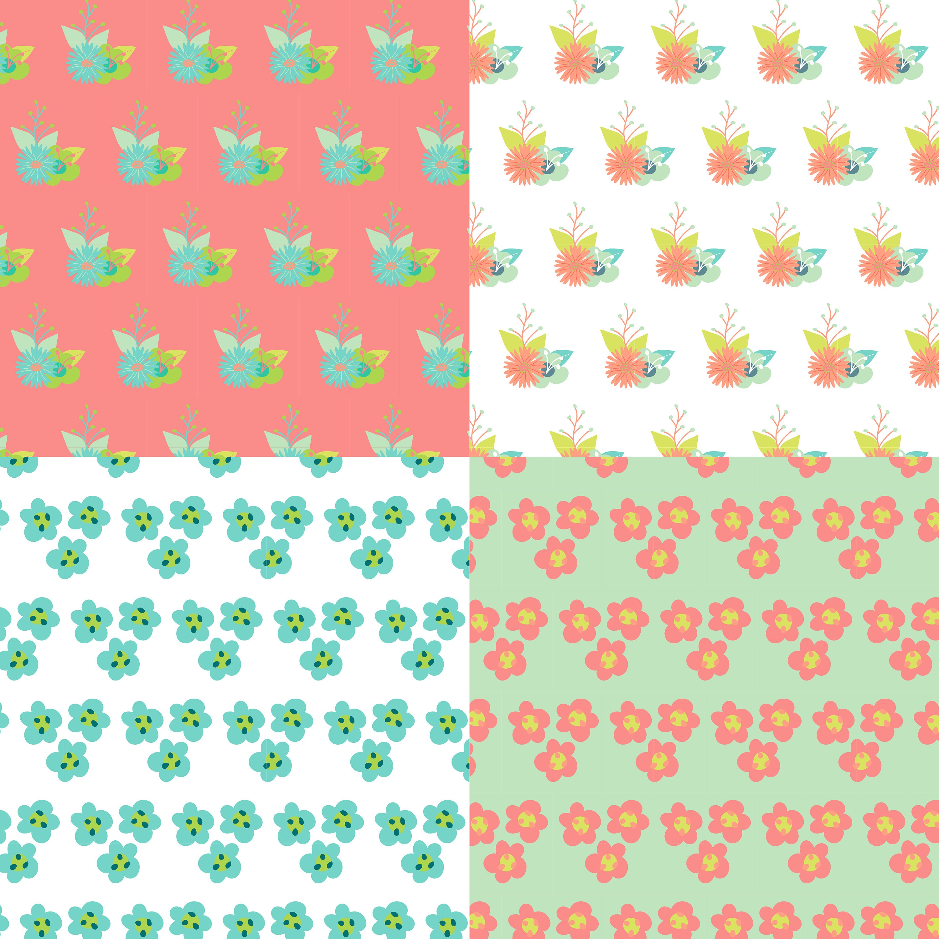 Boho Floral Pattern Digital Paper Set | Etsy