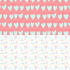 Heart Digital Paper Set With Hand Drawn Patterns - Etsy