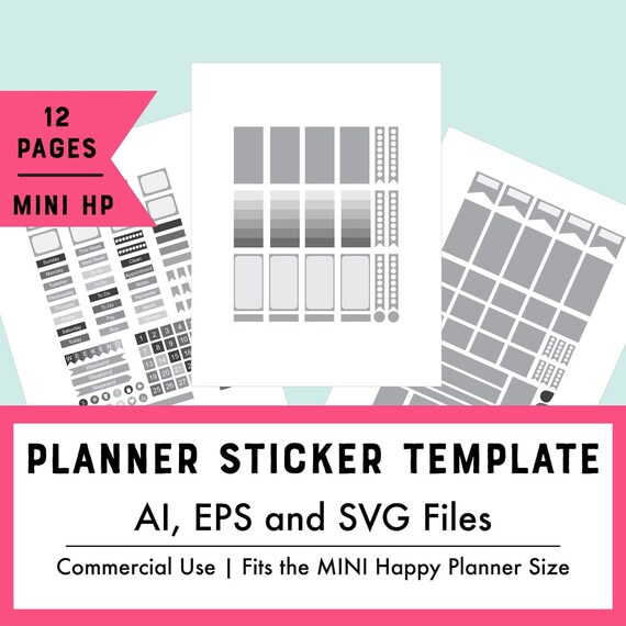 Mini Happy Planner Sticker Template for Adobe Illustrator - Etsy