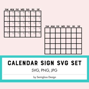 Calendar SVG Set for Home Offices, Perfect for DIY Whiteboards or ...