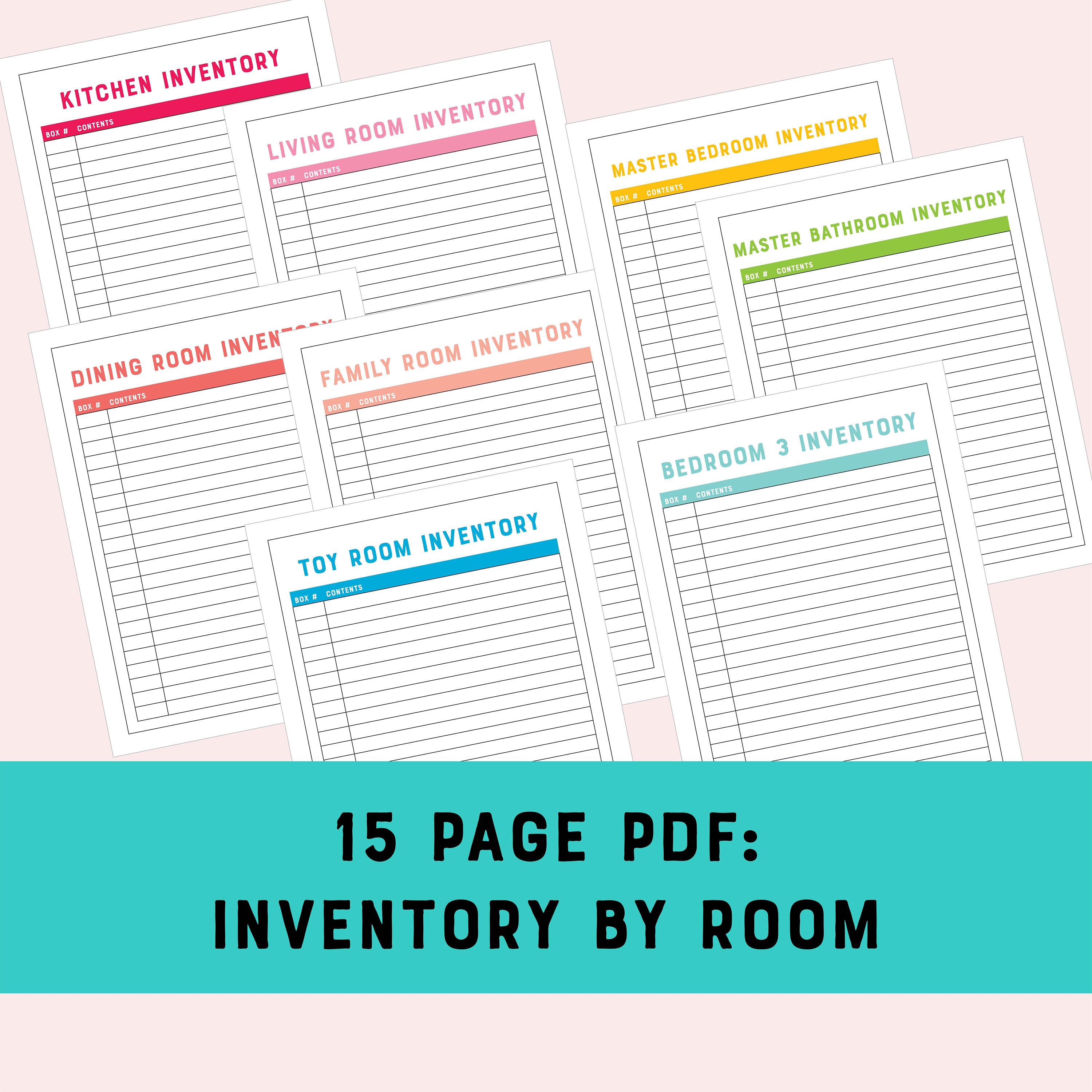 Printable Moving Labels and Inventory Sheets Color-coded - Etsy