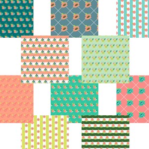 Modern Floral Digital Paper Set - Etsy