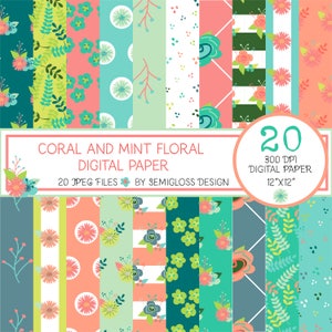 Modern Floral Digital Paper Set - Etsy