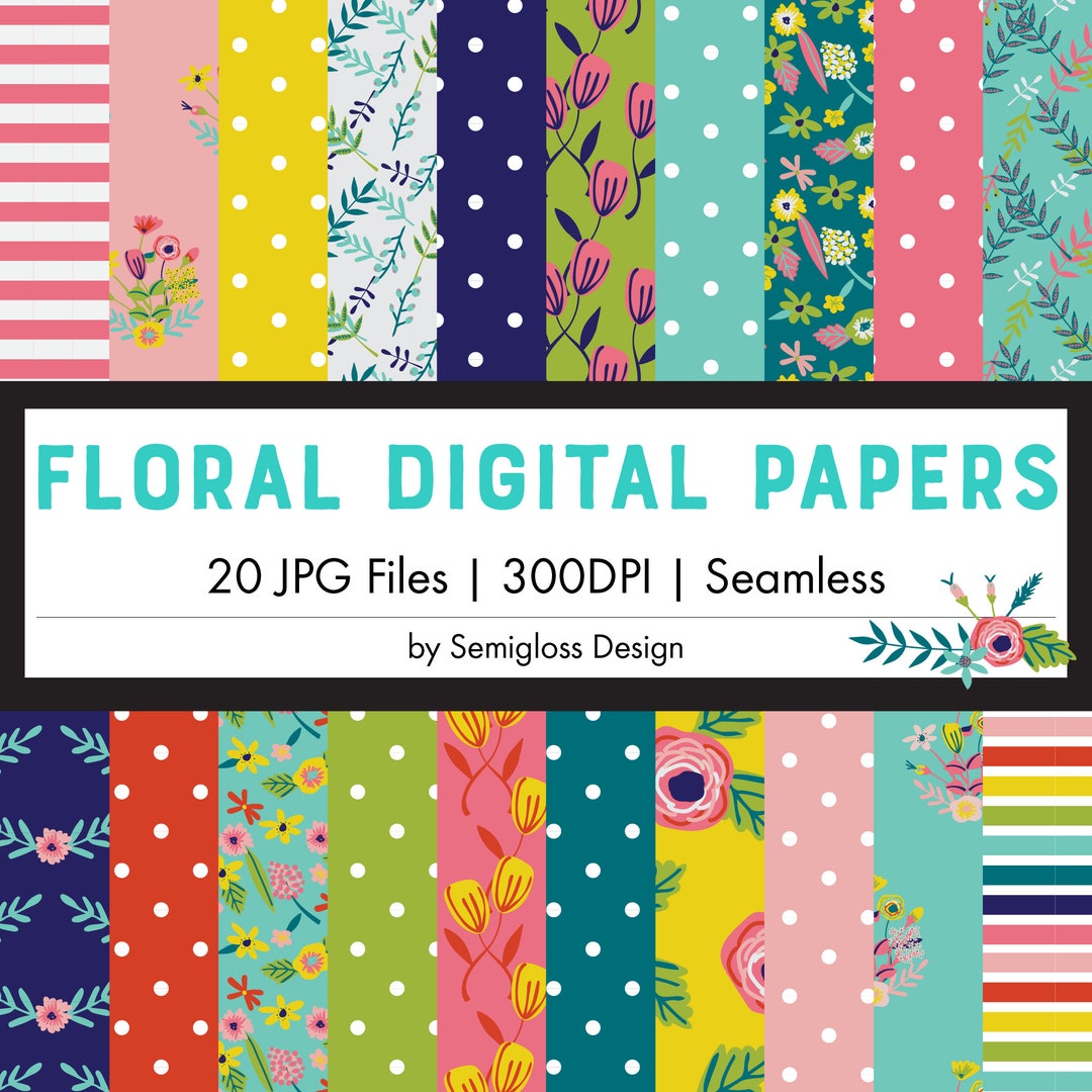 Seamless Floral Digital Paper, Colorful Pattern, Flower Paper Pack ...