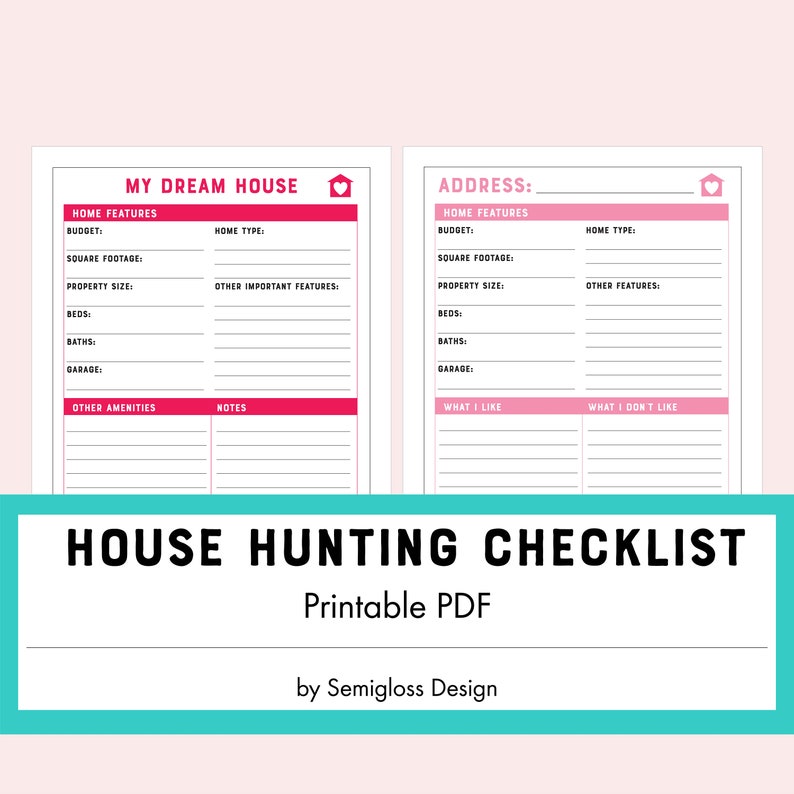 Printable House Hunting Checklist, Buying a New Home, House Buying ...