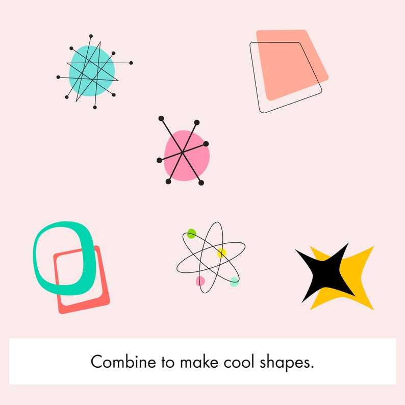 Retro SVG Set, Atomic Starbursts and Boomerang Shapes, Inspired by ...