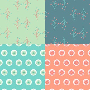 Modern Floral Digital Paper Set - Etsy