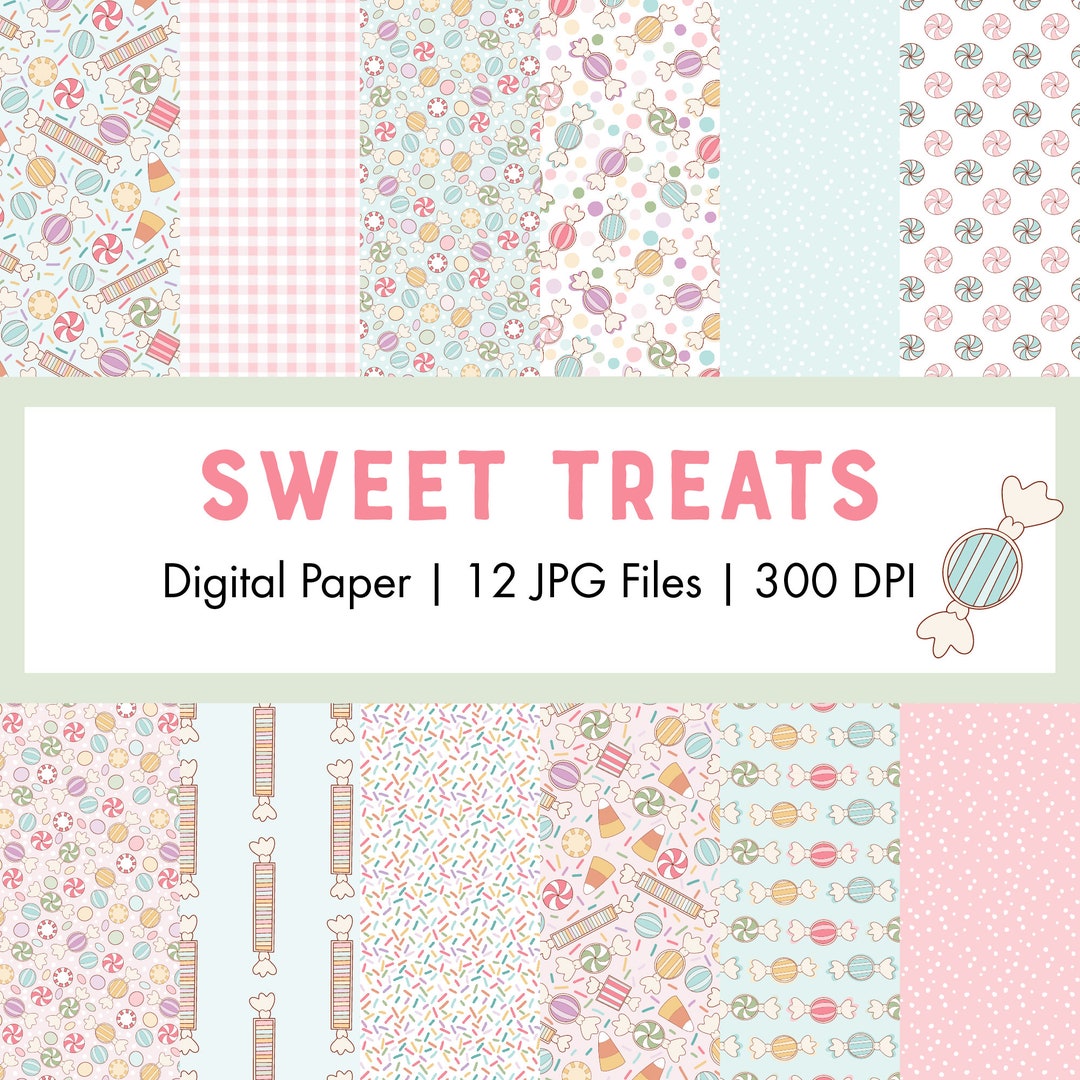 Pastel Candy Digital Repeat Pattern Set, Cute Backgrounds, Digital ...