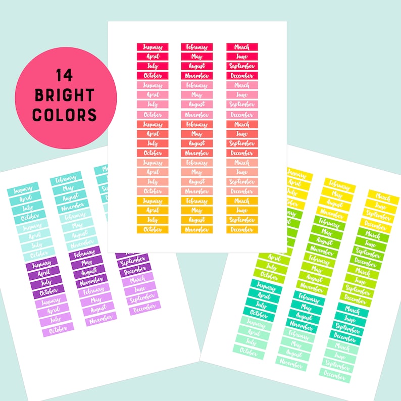 Month Covers Printable Stickers for Planners Fits Classic Happy Planner ...