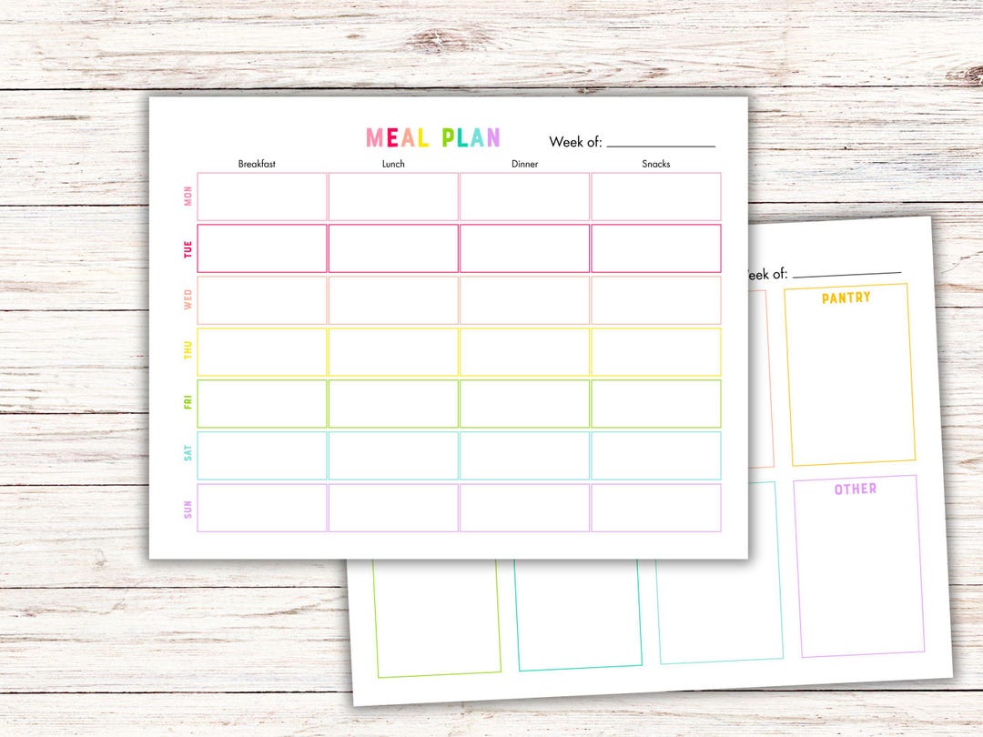 Printable Family Meal Planner, Weekly Grocery List, Weekly Menu With ...