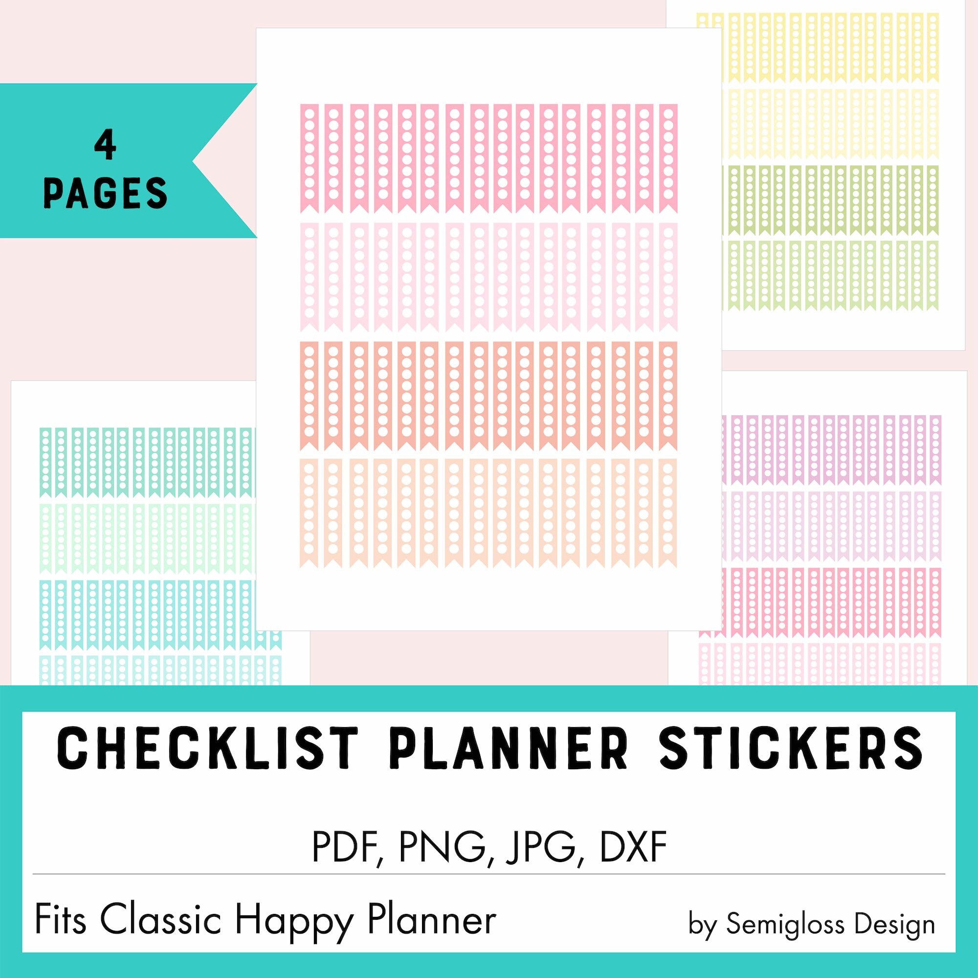 Printable Checklist Stickers for Planners, Pastel Functional Planner ...