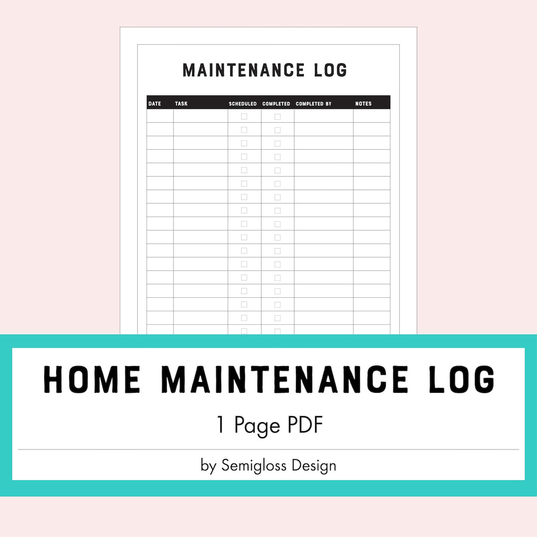 Printable Home Maintenance Log PDF - Etsy