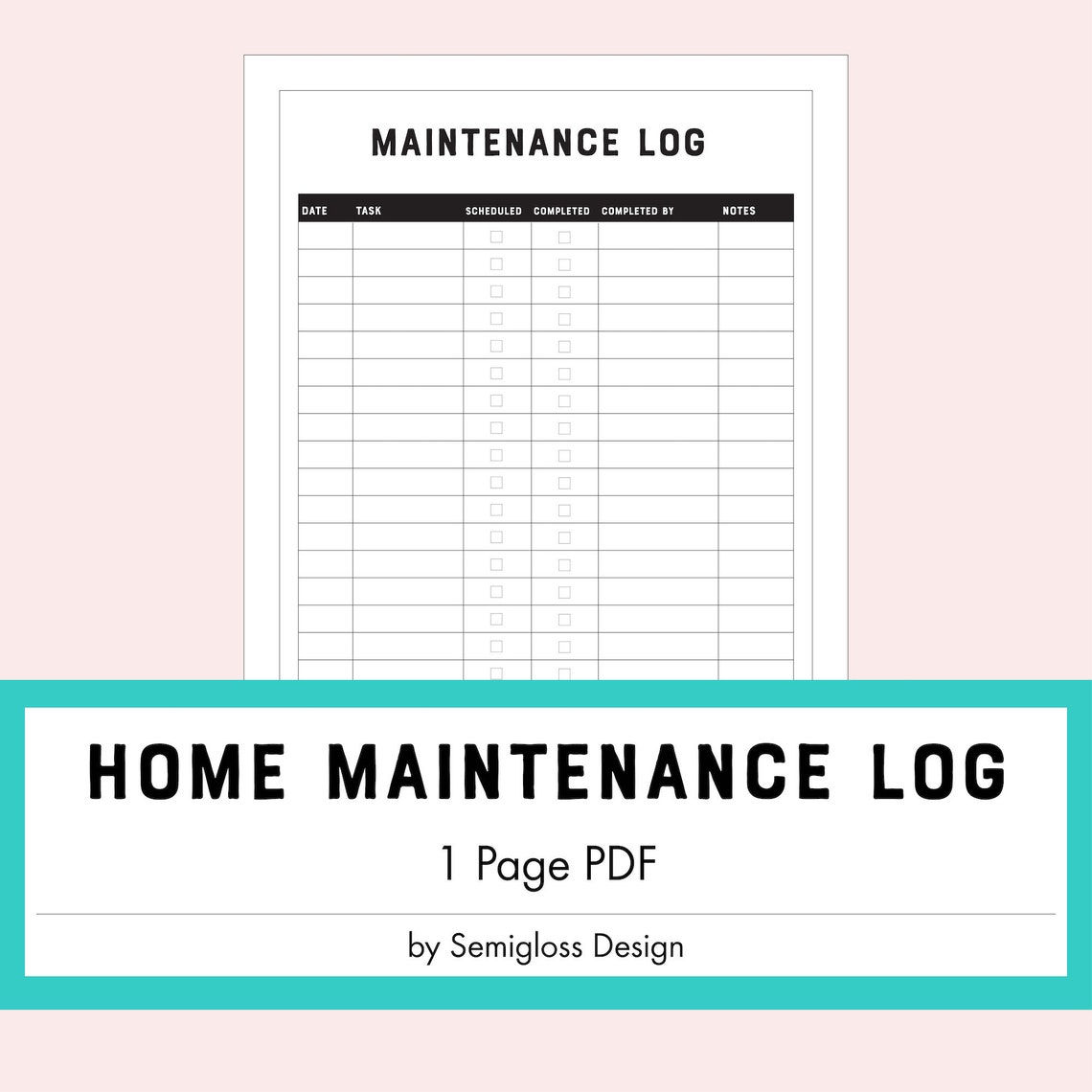 Printable Home Maintenance Log PDF - Etsy
