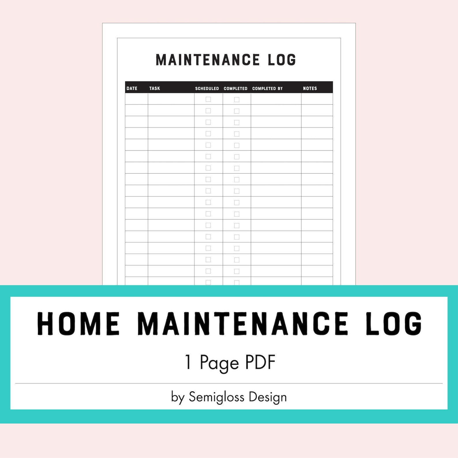 Printable Home Maintenance Log PDF - Etsy