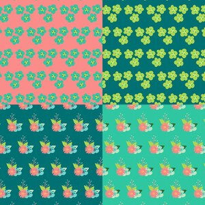 Modern Floral Digital Paper Set - Etsy