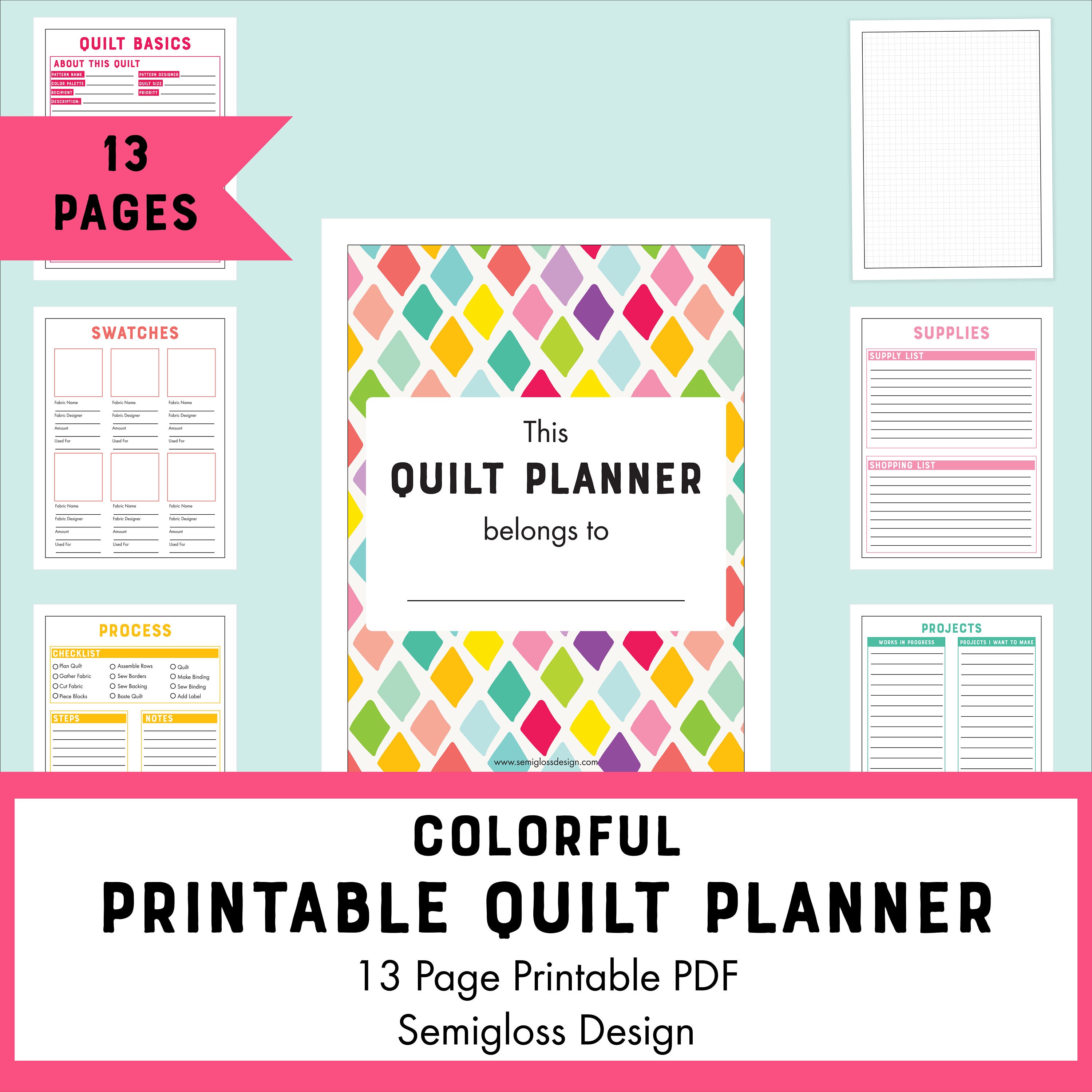 Quilt Planner Printable PDF, Includes Quilting Cheat Sheets - Etsy
