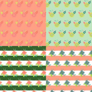 Modern Floral Digital Paper Set - Etsy