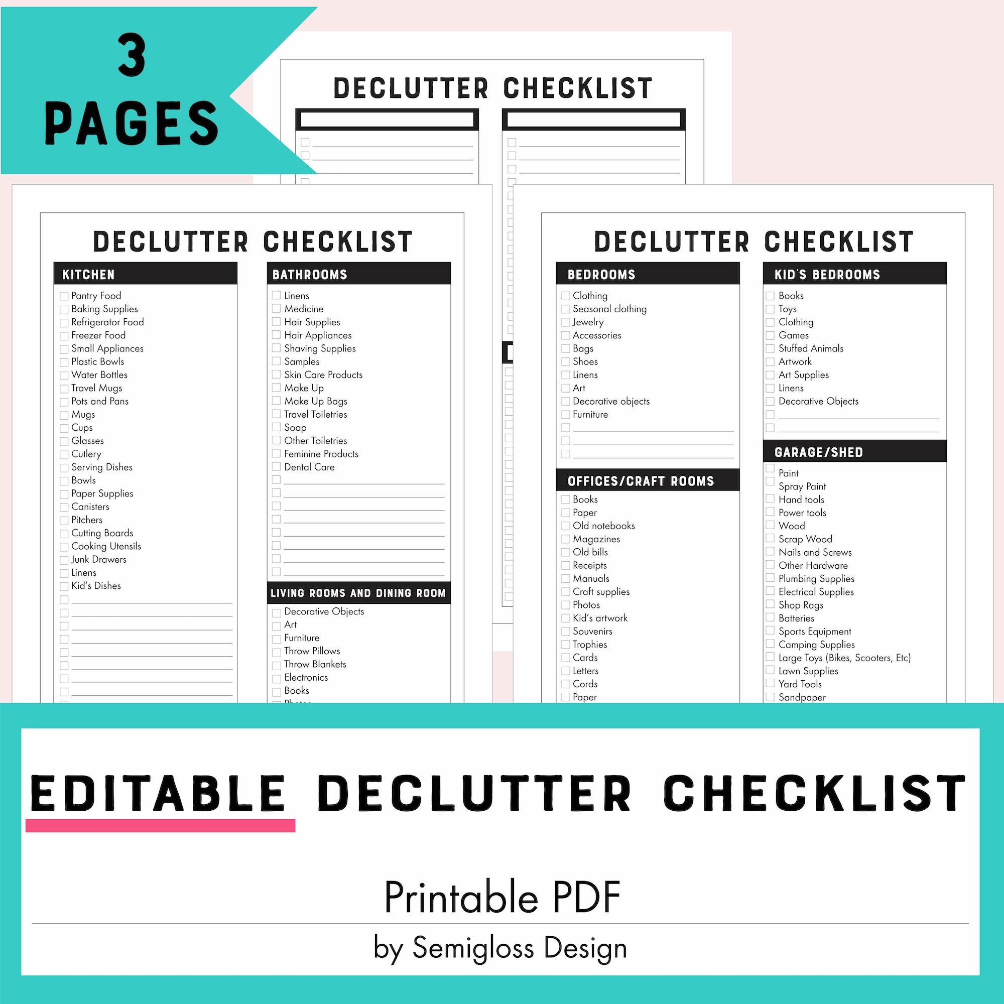 Editable Declutter Checklist PDF for the Home Home - Etsy