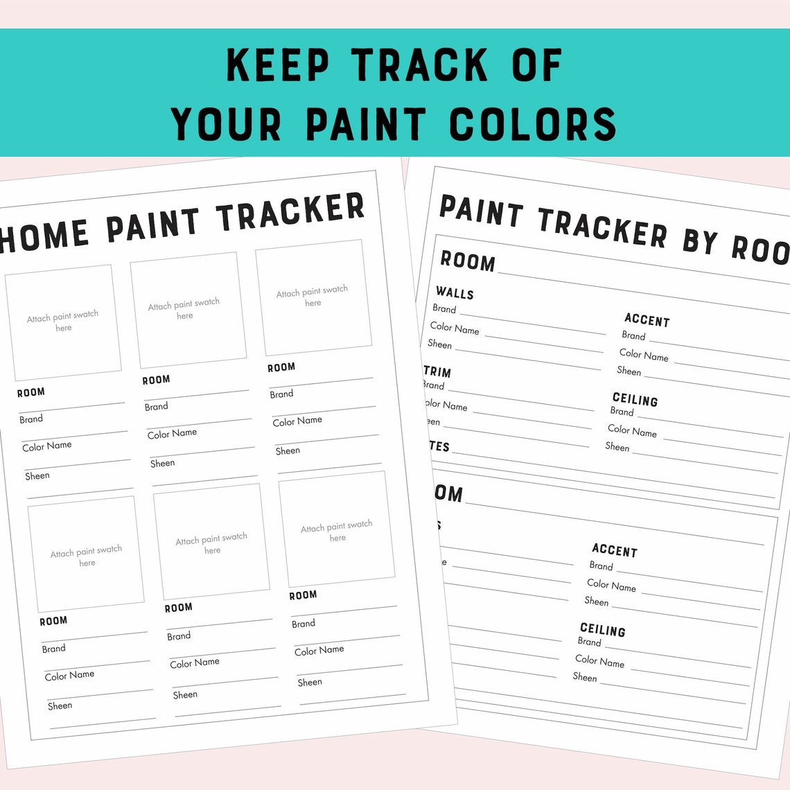 Printable Home Improvement Planner Paint Tracker Cleaning | Etsy