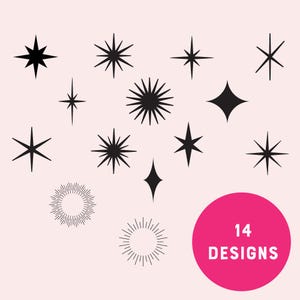 Retro Starburst SVG Bundle, 14 Designs, Vintage Cut Files for Crafting ...