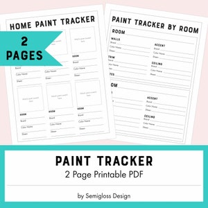 Printable Paint Tracker PDF for Home Organization, Paint Color List - Etsy