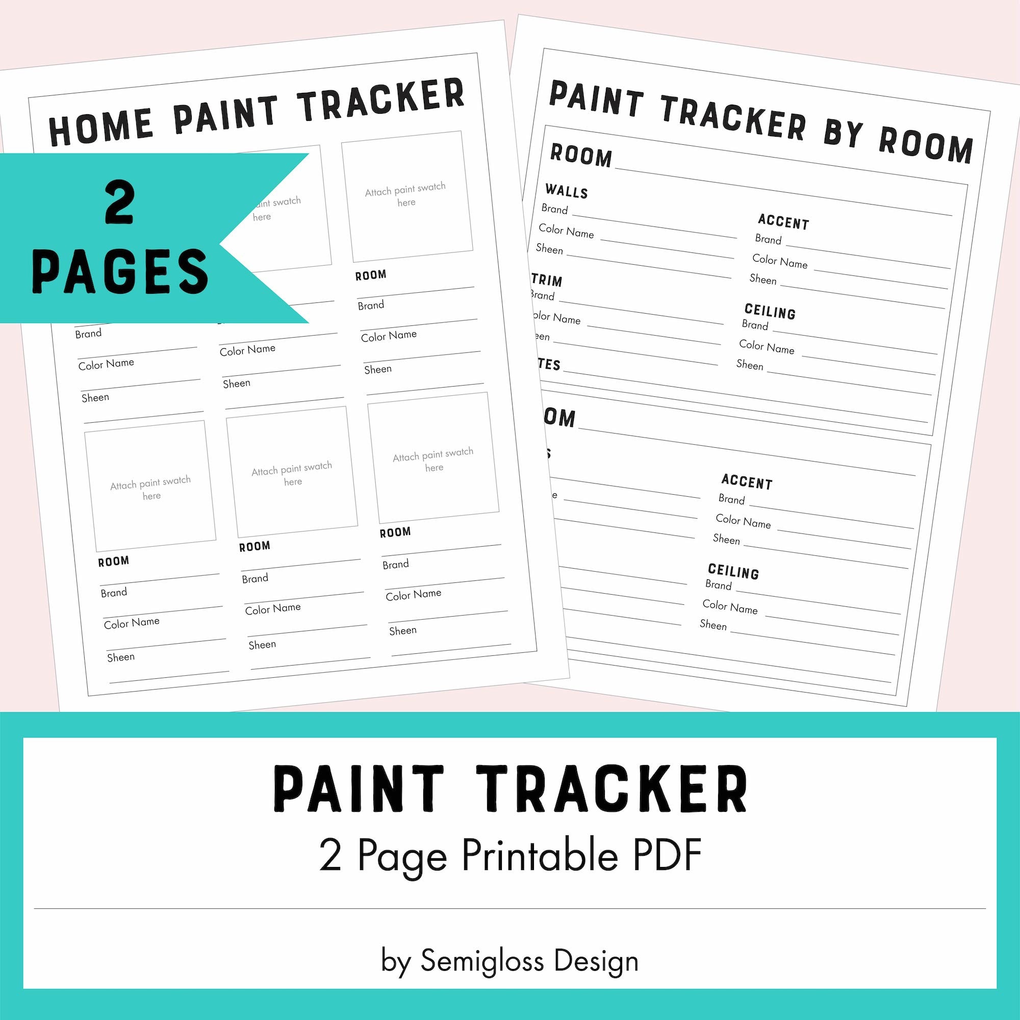 Printable Paint Tracker PDF for Home Organization Paint Color - Etsy