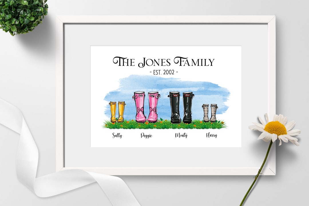 Personalised Family Wellies Print Family Welly Print New Home Gift ...