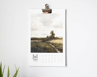 2024 Printable Vintage Art Calendar, 11x17 and US Letter Size, Wall ...