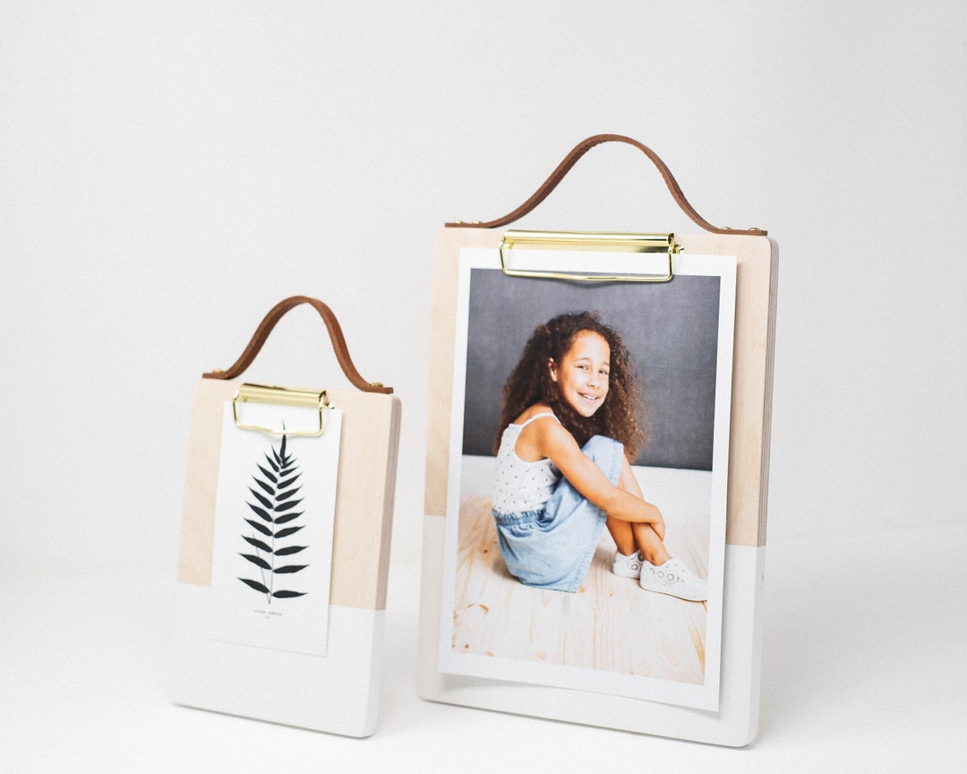 Dipped Hand Painted Memo-board With Leather Strap, Photo Clipboard ...