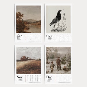 2025 WALL Calendar, Vintage Art Wall Calendar, Hanging Calendar, Wall ...