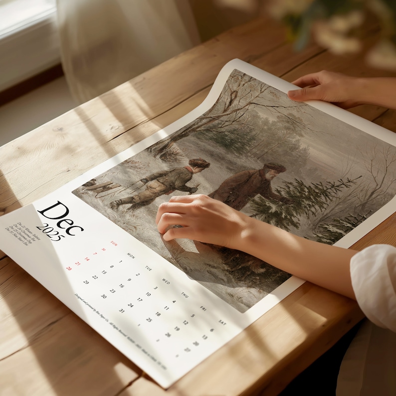 PRINTABLE Large 2025 Vintage Art Calendar, 11x17 Calendar, Wall ...