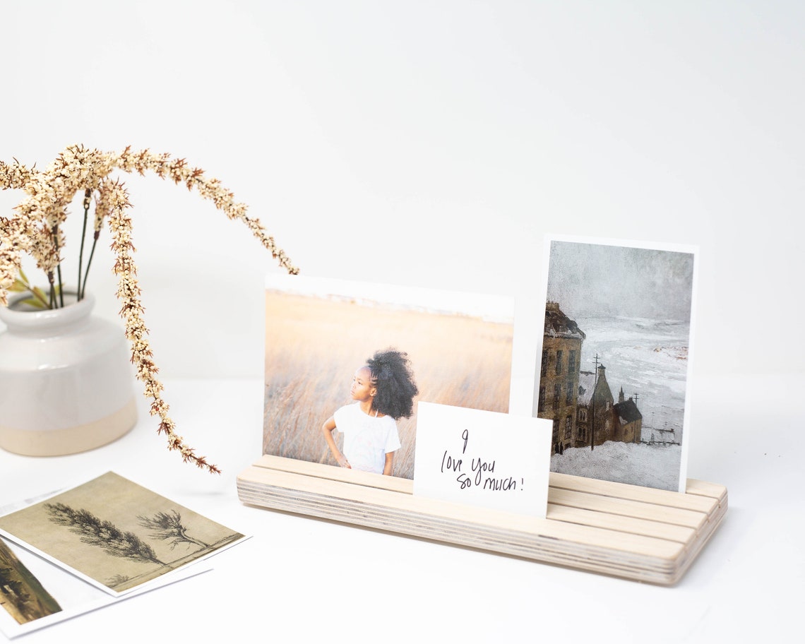 Wood Photo Stand, Card Holder, Business Card Holder, Wood Card Stand ...