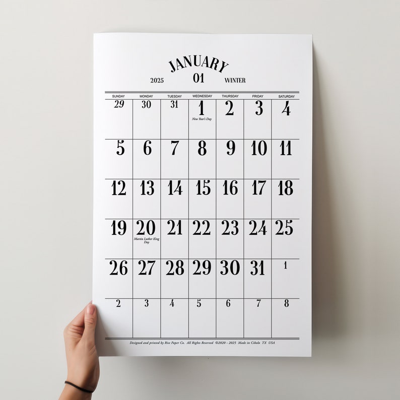 2026 12-MONTH, Large Dates Calendar, Minimalist Home and Office Planner ...