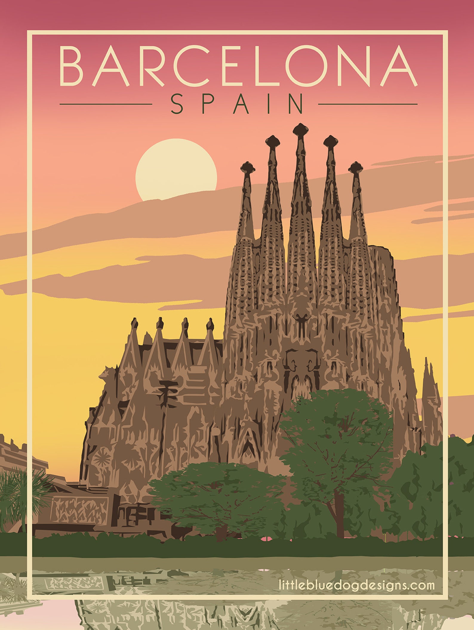 Barcelona Spain Vintage Travel Poster - Etsy