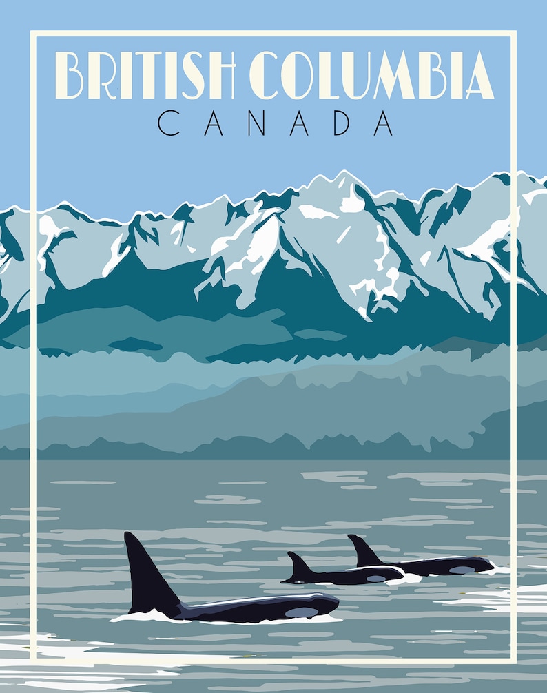 British Columbia Canada Vintage Travel Poster | Etsy