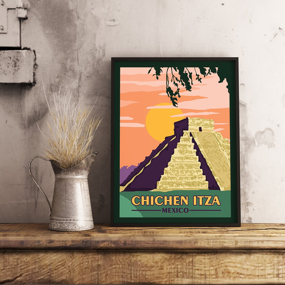 Chichen Itza Mexico Vintage Travel Poster - Etsy