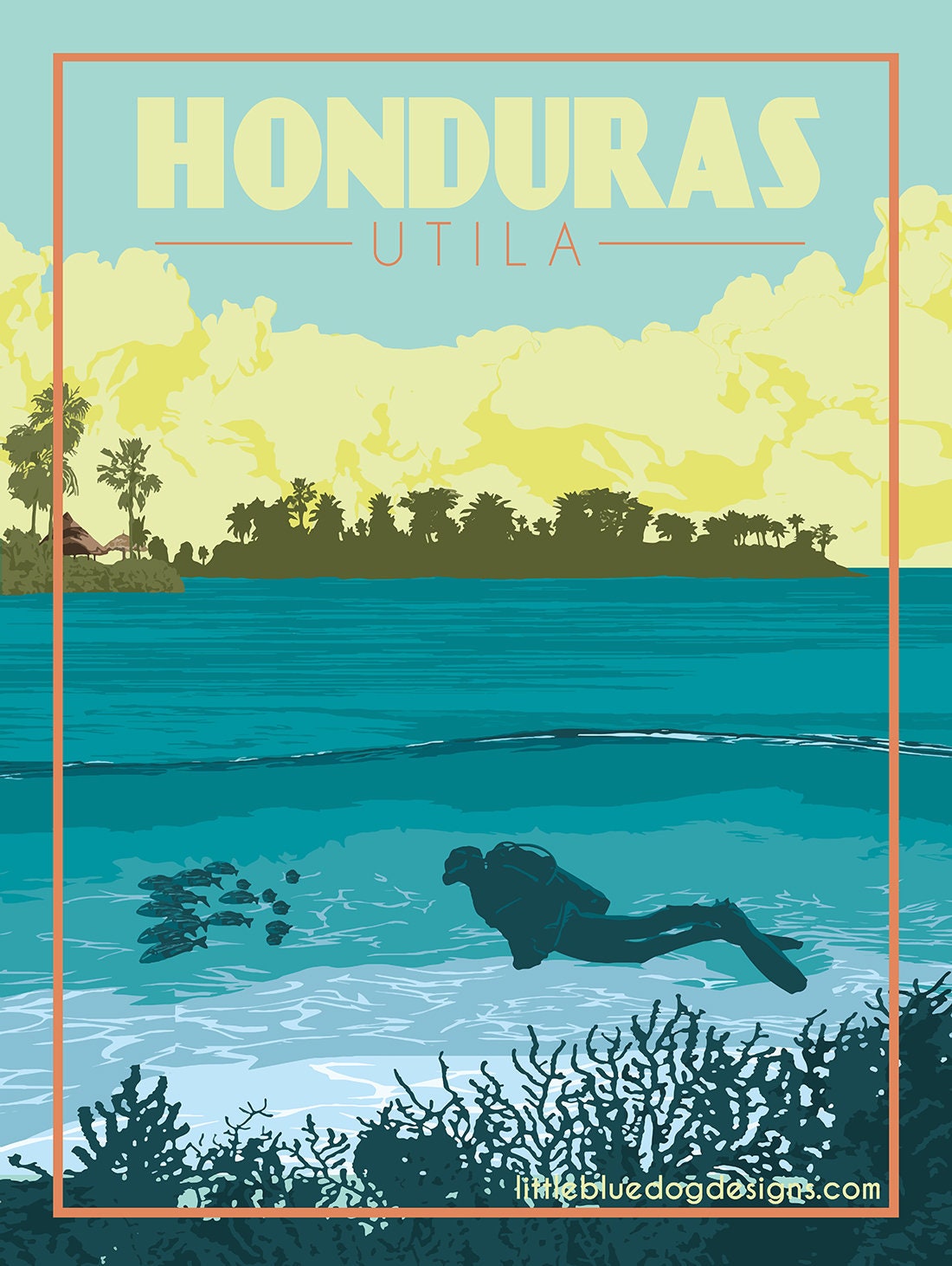 Honduras Utila Vintage Travel Poster - Etsy