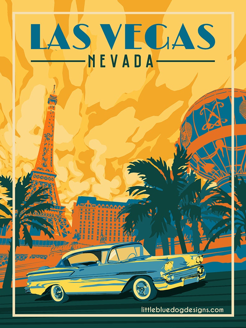 Las Vegas Nevada - Vintage Travel Poster - Etsy