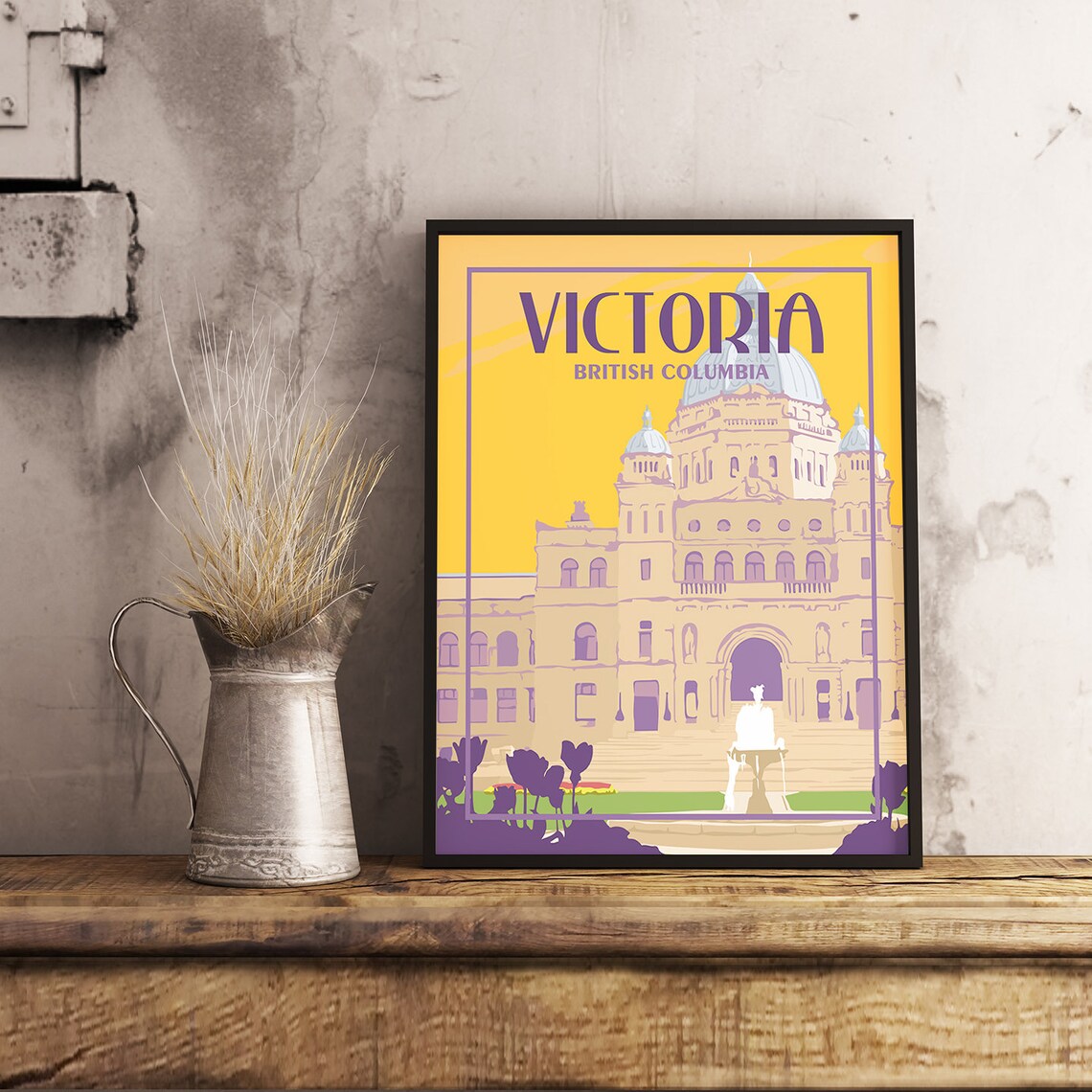 Victoria BC Vintage Travel Poster | Etsy