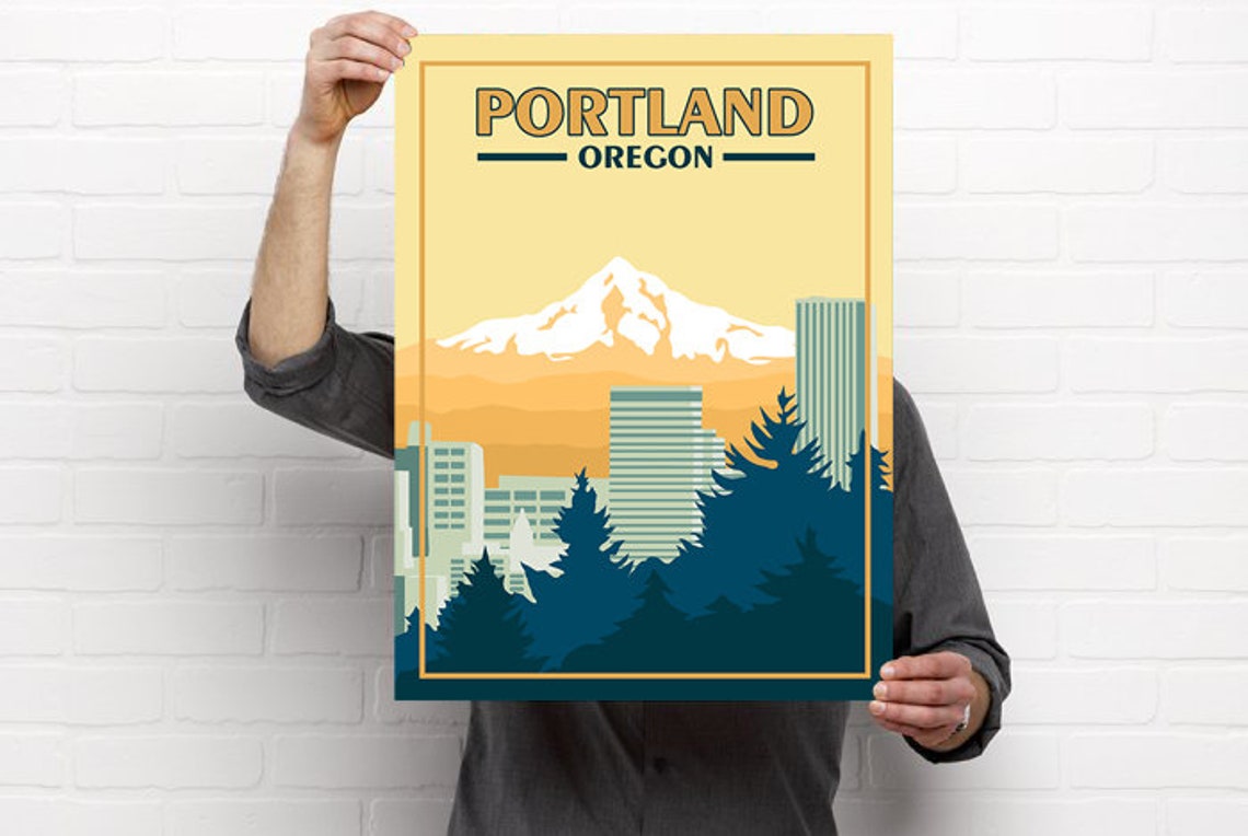 Portland OR - Vintage Travel Poster - Etsy