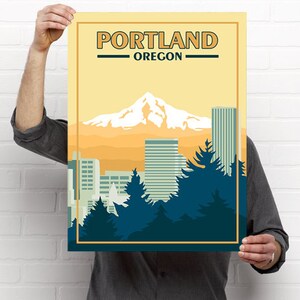 Portland OR - Vintage Travel Poster - Etsy