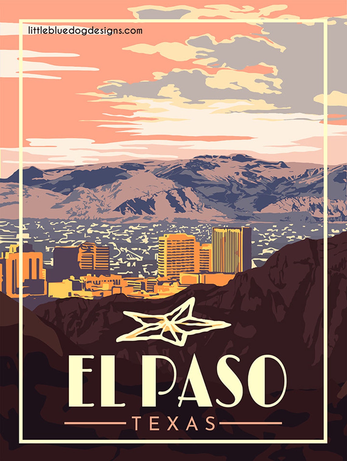 El Paso Texas Vintage Travel Poster - Etsy