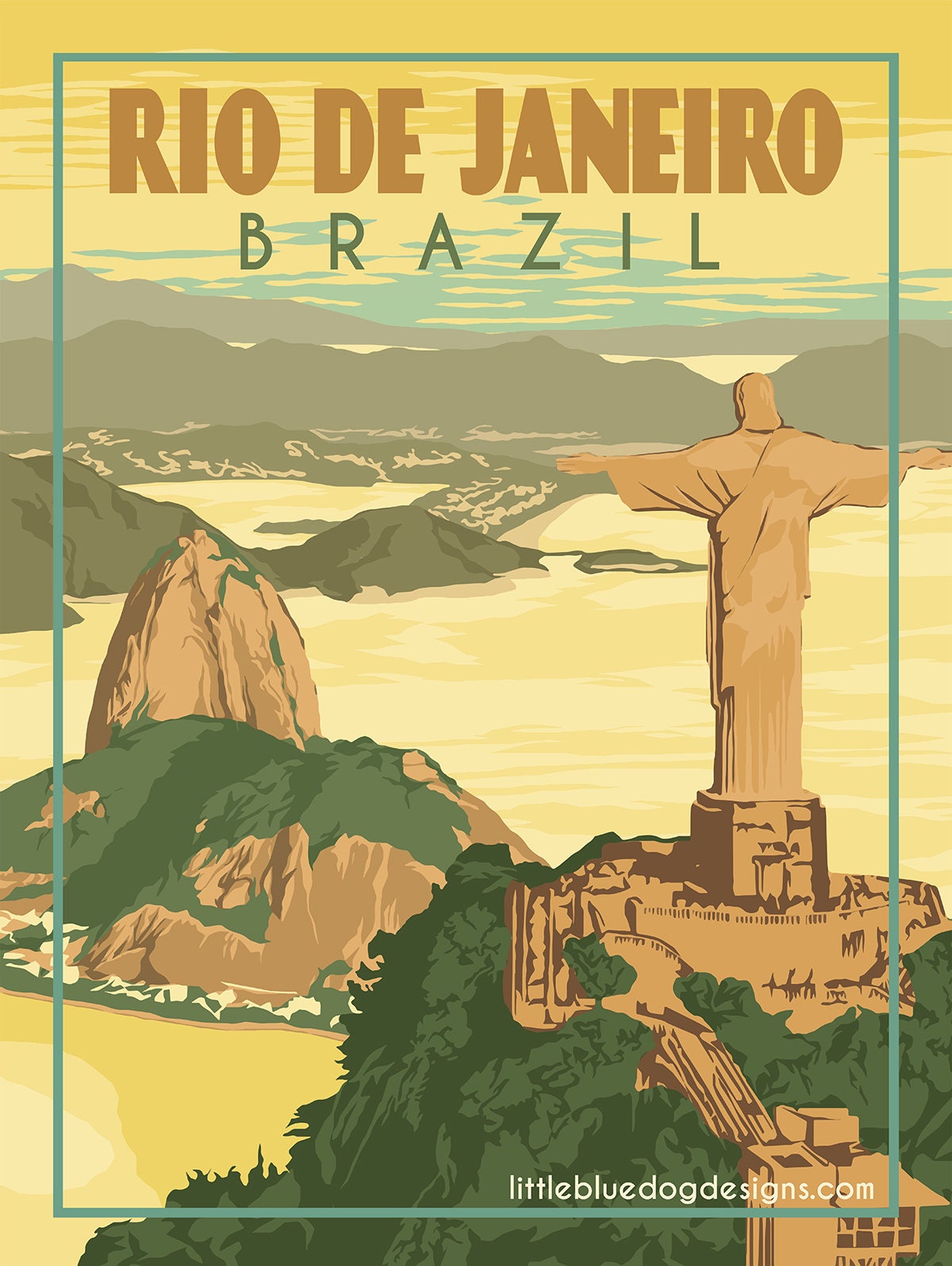 Rio De Janeiro Brazil Vintage Travel Poster | Etsy