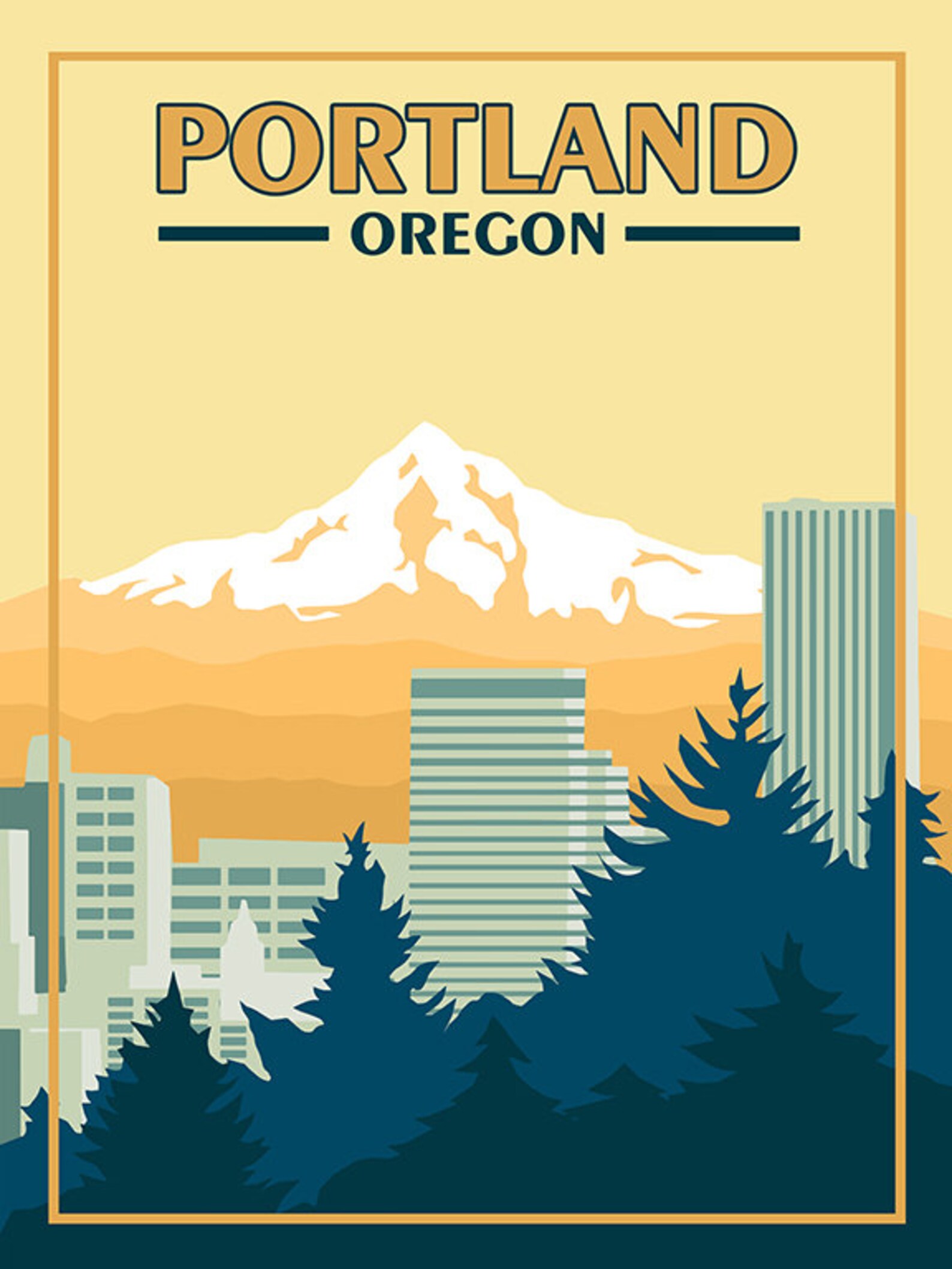 Portland OR - Vintage Travel Poster - Etsy