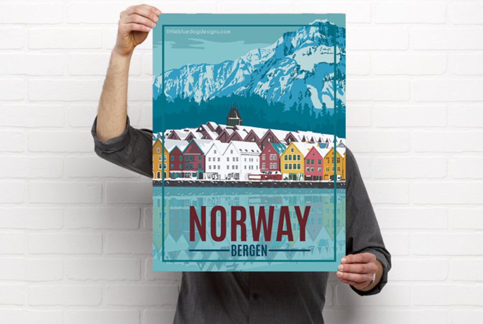 Norway Bergen Vintage Travel Poster - Etsy