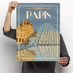 Paris France - Vintage Travel Poster - Etsy