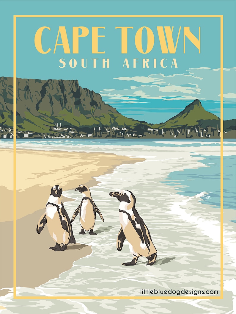 Cape Town South Africa - Vintage Travel Poster - Etsy